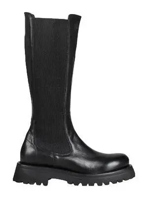 Moma Leather Boot With Elasticized Inserts - Black