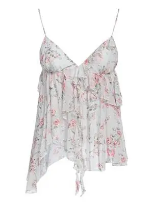 ANIYE BY Ruched Floral-print Top - Off White