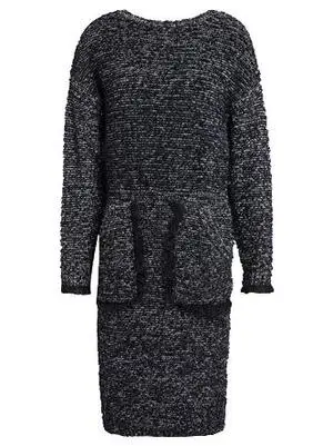 Elisabetta Franchi Bouclé Knit Midi Dress - Black