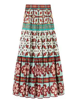 La DoubleJ Pagoda Print Maxi Skirt - White