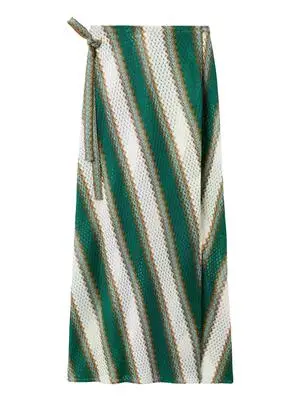 LA DOUBLEJ Diagonal-Stripe Maxi Skirt