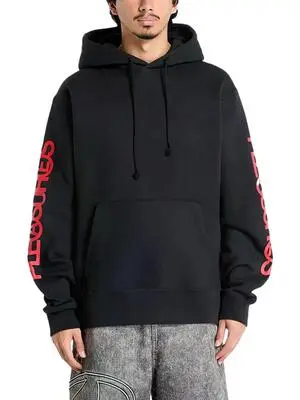 PLEASURES Fanzine Sleeve-logo Hoodie - Black