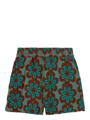 La DoubleJ Flower-print Pull-up Shorts - Green