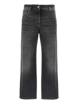 Brunello Cucinelli Stonewashed Five-pocket Jeans - Black