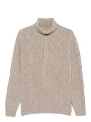Fedeli Cable-knit Turtleneck Sweater - Neutrals