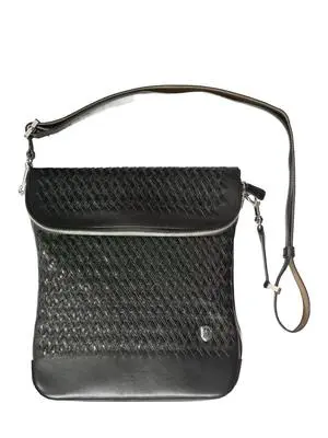 LARDINI Woven Leather Messenger Bag - Black