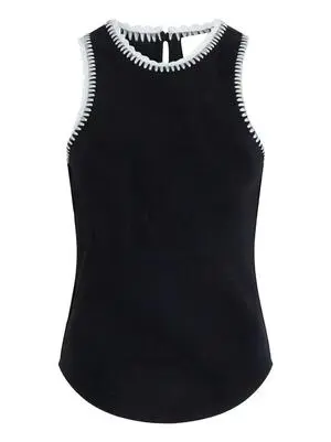 Cinq À Sept Lizzie Crochet-trimmed Ribbed Tank Top - Black