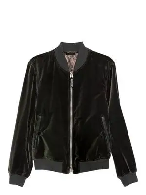 TOM FORD Velvet Zip-front Bomber Jacket - Grey
