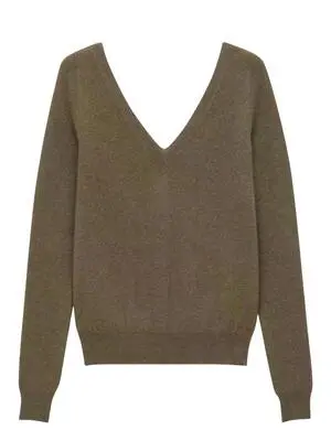 Saint Laurent V-neck Cashmere Sweater - Brown