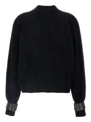 Brunello Cucinelli Ribbed Monili-cuff Sweater - Black