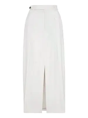 Brunello Cucinelli Pleated Front-split Maxi Skirt - White