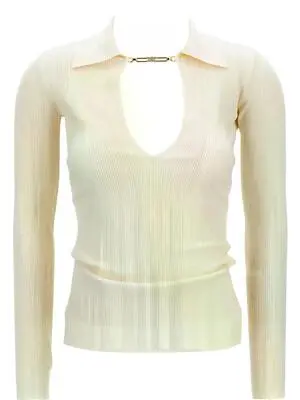 Elisabetta Franchi Chain-detail Ribbed Sweater - Neutrals