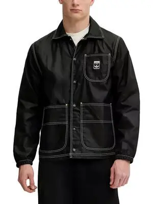 Adidas Contrast-stitch Coach Shirt Jacket - Black