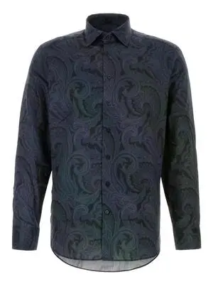 Etro Paisley-print Cotton Shirt Blue