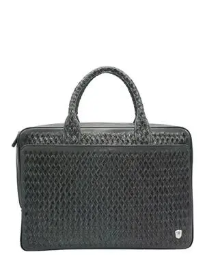 LARDINI Woven Leather Briefcase - Grey
