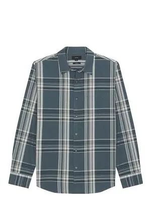 Vince Lorimer Plaid French Placket Shirt In . Also - Blue