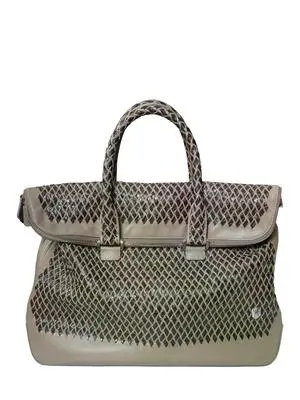 LARDINI Calfskin And Alligator Leather Tote - Grey