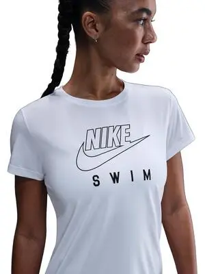 Nike Swim Swoosh Hydroguard Short-sleeve Top - White