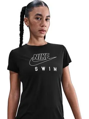 Nike Swim Swoosh Hydroguard Short-sleeve Top - Black