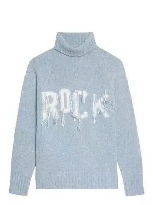 Zadig&Voltaire Mora Roll-neck Sweater With Frayed Detail - Blue