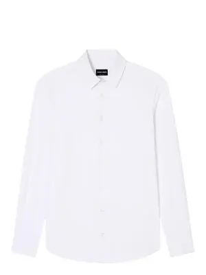 Giorgio Armani Slim-fit Shirt In Micro-textured Jersey - White