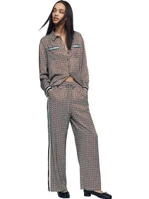 Maeve Printed Pull-on Wide-leg Pants - Brown Pattern
