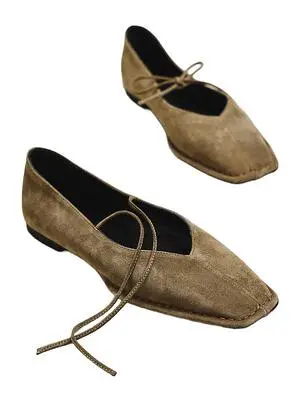 ALOHAS Sway Suede Ballet Flats - Olive Suede