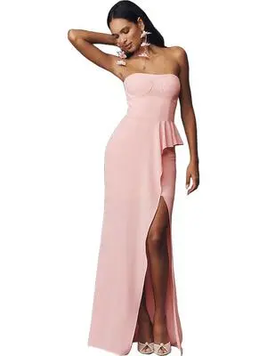 Dress The Population Kai Crepe Maxi Dress Pink