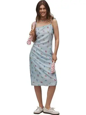 CONDITIONS APPLY Catheren Square-neck Maxi Dress - Blue Pattern