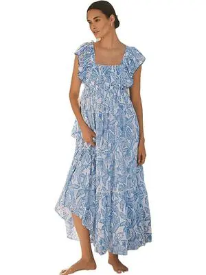 RO'S GARDEN Floss Maxi Dress - Blue Pattern
