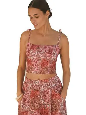 Peixoto Teddi Tie-strap Beaded Tank Top - Pink Pattern