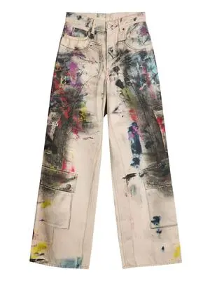 Acne Studios 1981 U Painter Printed Decorator Jeans - White/multi