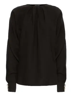 Oscar De La Renta Button-detailed Georgette Blouse - Gold