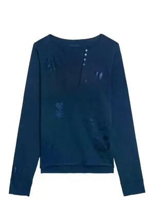 Zadig&Voltaire Embellished V-neck Top - Blue