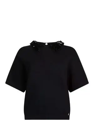 Liu Jo Sequin-embellished Collared T-shirt - Black