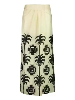 Johanna Ortiz Palm-print Maxi Wrap Skirt - White