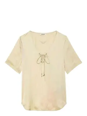Zadig&Voltaire Lace-up Short-sleeved Top - Neutrals