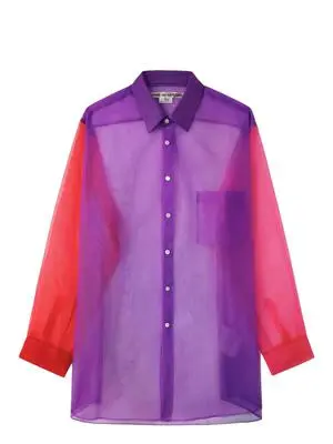 Comme Des Garçons Colour-block Sheer Shirt - Purple