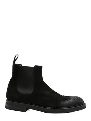 CENERE GB Elasticated-panel Brogue Chelsea Boots - Black