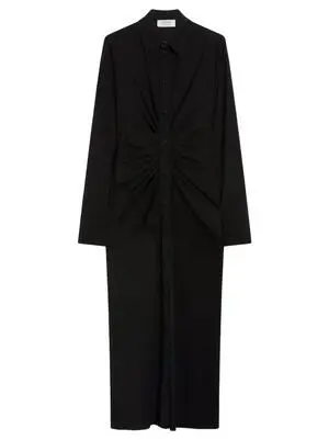 SPORTMAX Button-Cuff Shirred Dress