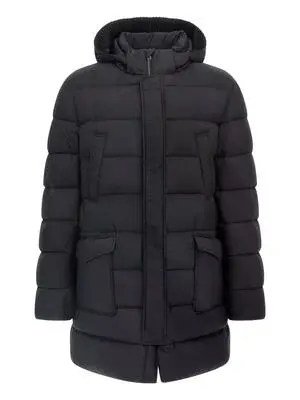 Herno Quilted Hooded Parka Coat - Black