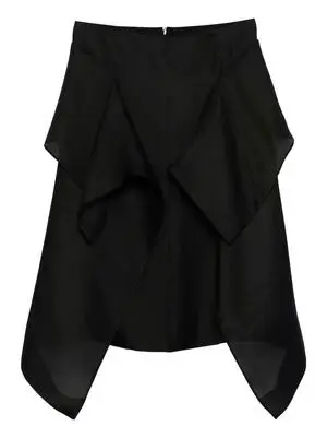 Khaite Nina Silk Ruffle Skirt - Black