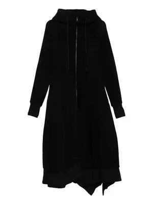 Yohji Yamamoto Hooded Asymmetrical Coat - Black