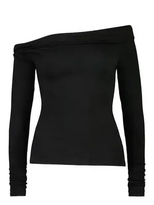 Paris Georgia Elemental Manahou Asymmetric Off-shoulder Top - Black