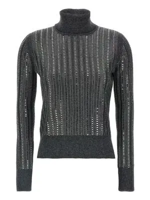 Ermanno Scervino Crystal-embellished High-neck Top - Grey