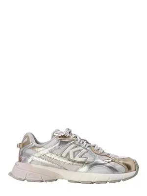 Karl Lagerfeld Orion Metallic-effect Panelled Low-top Sneakers - Silver