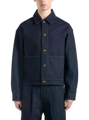 Manière De Voir Damien Back-pleat Denim Jacket - Blue