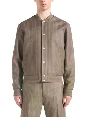 Manière De Voir Pinstripe Bomber Jacket - Neutrals