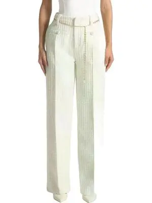 Manière De Voir Belted Tweed Trousers - Neutrals