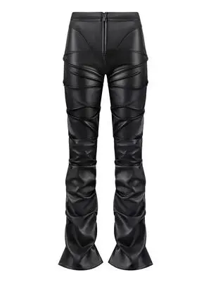 Manière De Voir Caroline Tacked Leather Flared Trousers - Black